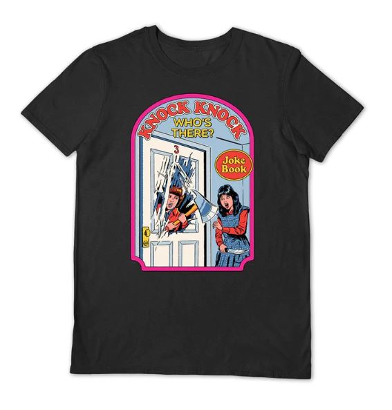 Knock Knock T-Shirt Black SML – Blue Dog Posters