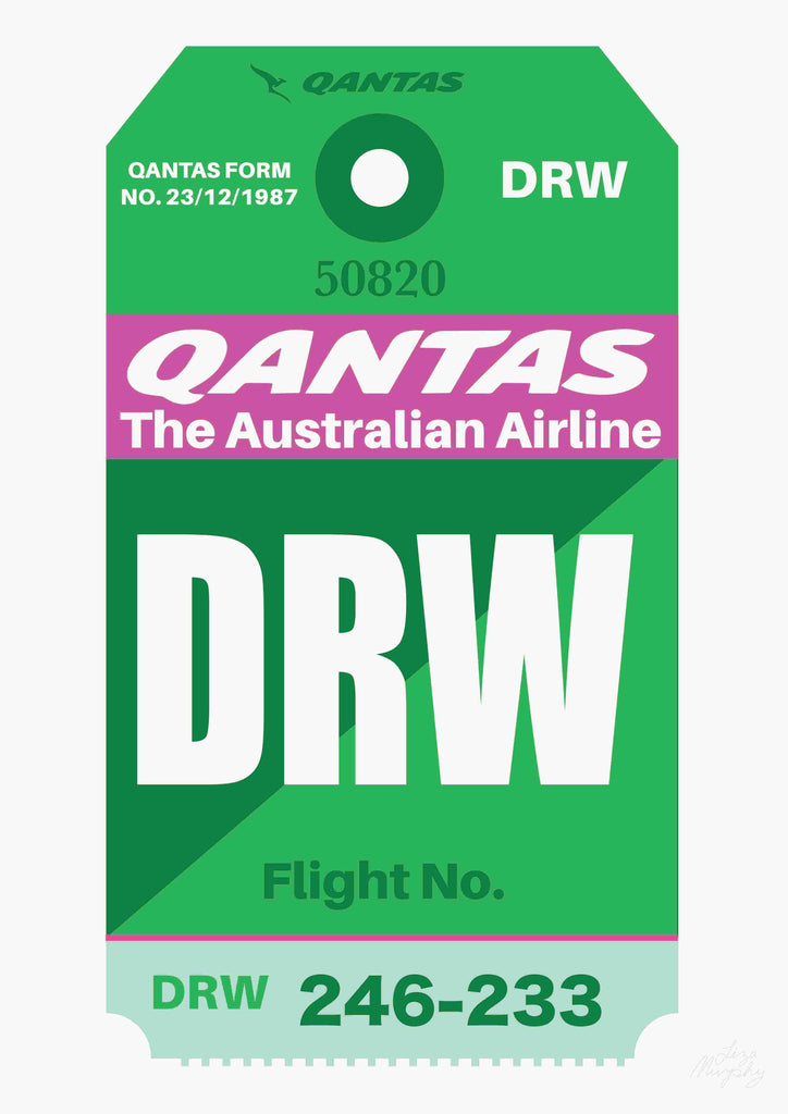 Qantas Luggage Tag DRW by Liza Murphy A5 – Blue Dog Posters