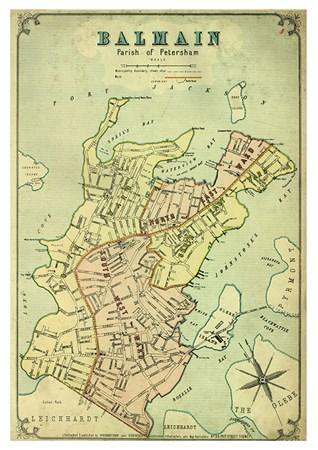 Balmain Map – Blue Dog Posters