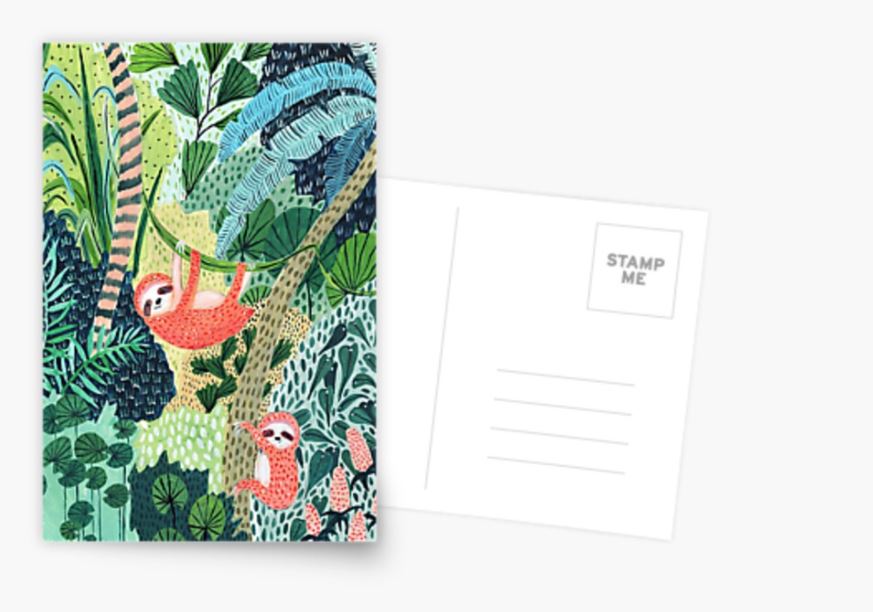 Jungle Sloth Family Postcard – Blue Dog Posters