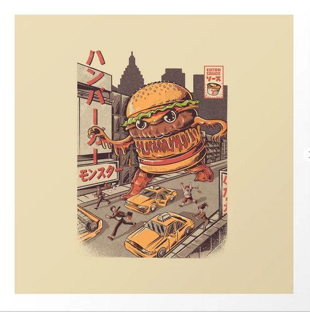 Burgerzilla by ilustrata – Blue Dog Posters